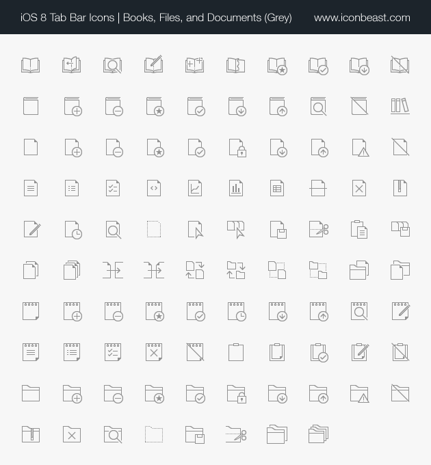 Books, Files, and Documents Line Icons | iOS Tab Bar Icons